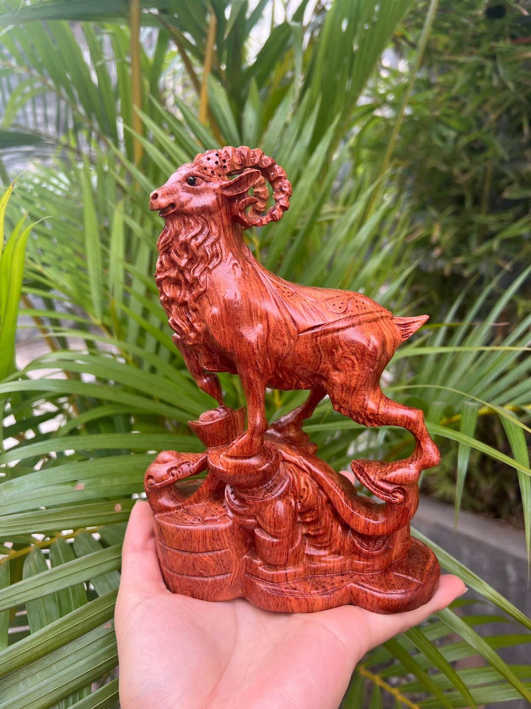 Unique Feng Shui Goat Statue Made by Incense Wood True Color, Goat ...