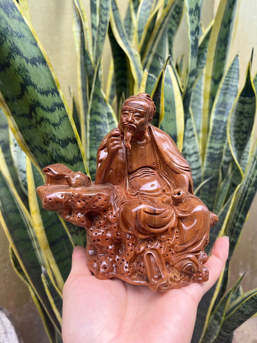 Chinese Tea Master Lu Yu Wooden Statue, God of Tea Lu Yu Figurine ...