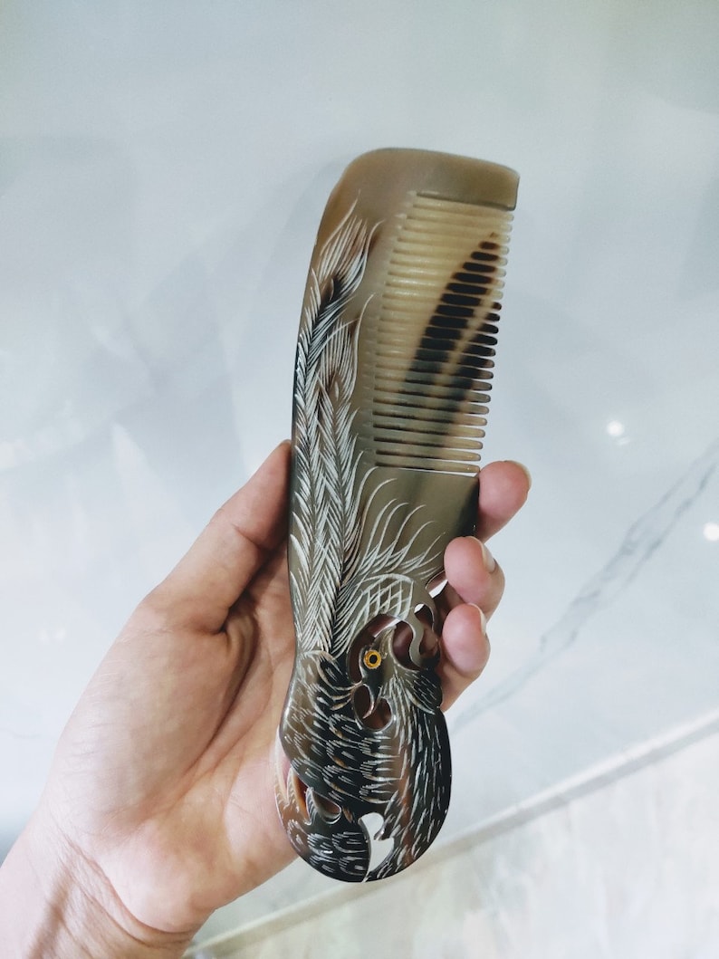 Handmade Phoenix Engraved Buffalo Horn Comb Vintage Massage - Etsy