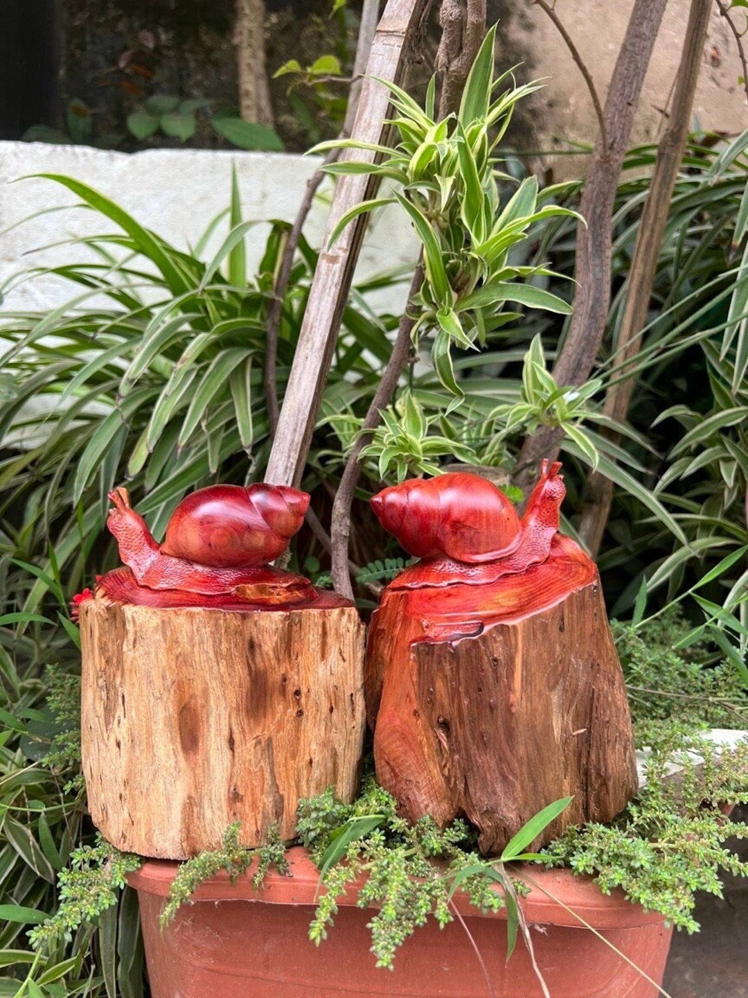 Wooden Snail Figurine, Snail Statue, Snail Decoration, Animal Statue ...