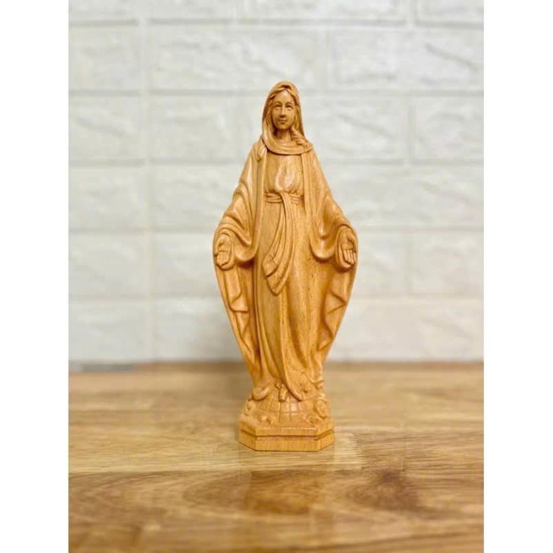 Beech Wood Virgin Mary Statue, Madonna Sculpture (20/25/30cm) - Etsy
