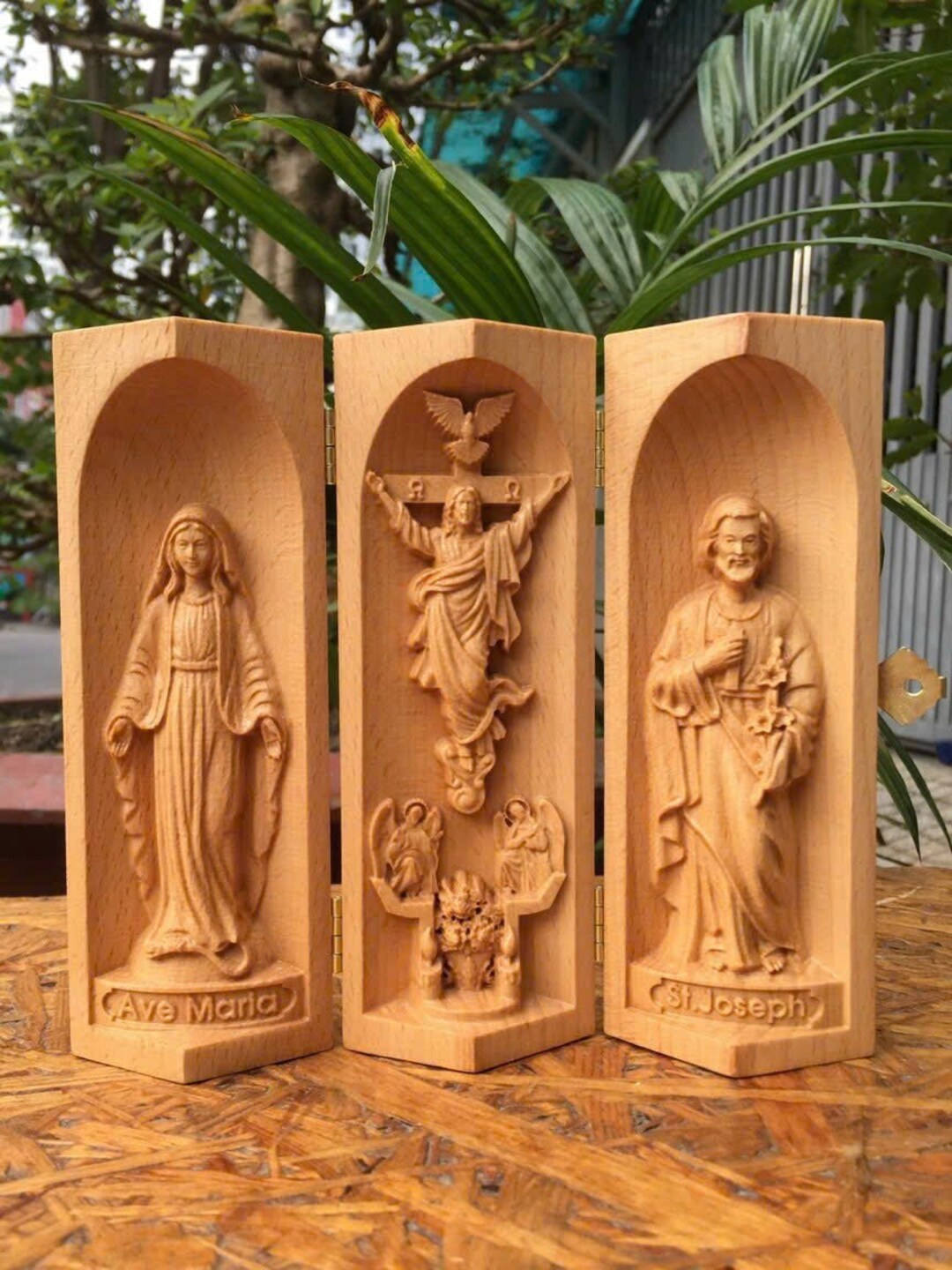 The Holy Family Figurine, Triptych of Jesus Virgin Mary and Saint Joseph Statue, Gift for ...