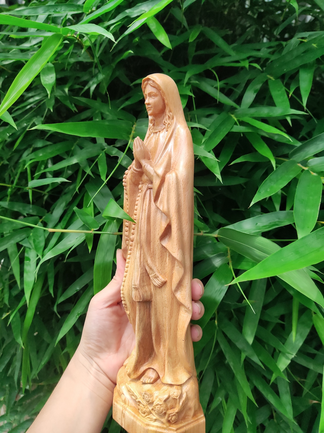 Wooden Statue of Virgin Mary Praying With Her Hands Clasped - Etsy