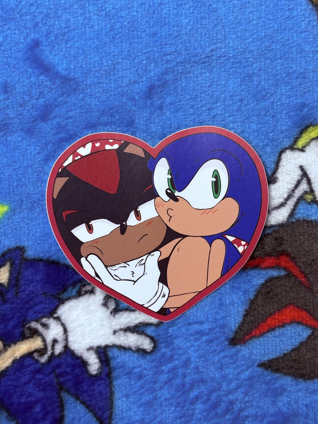 Sonic and Shadow Heart Shaped Sticker Sonadow Shadonic - Etsy