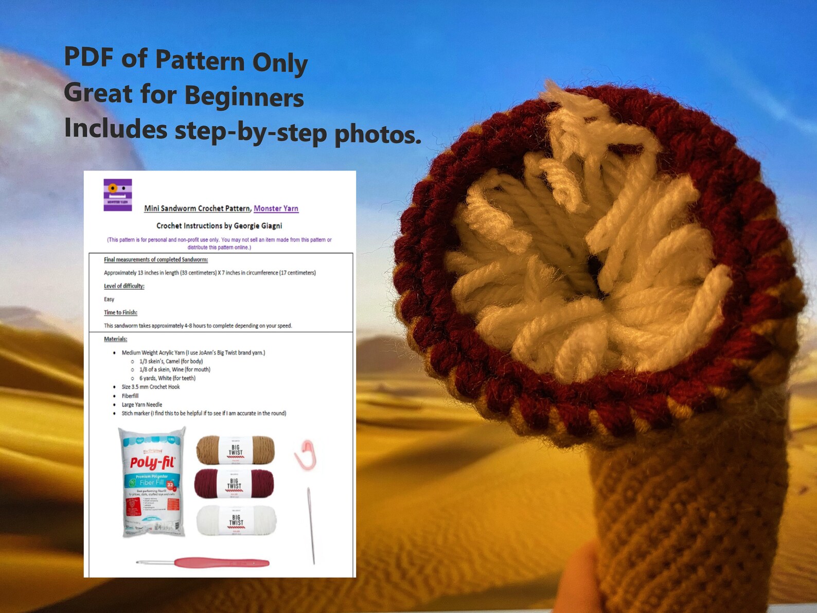 PDF of Modern Mini Dune Sandworm Instructions | Etsy