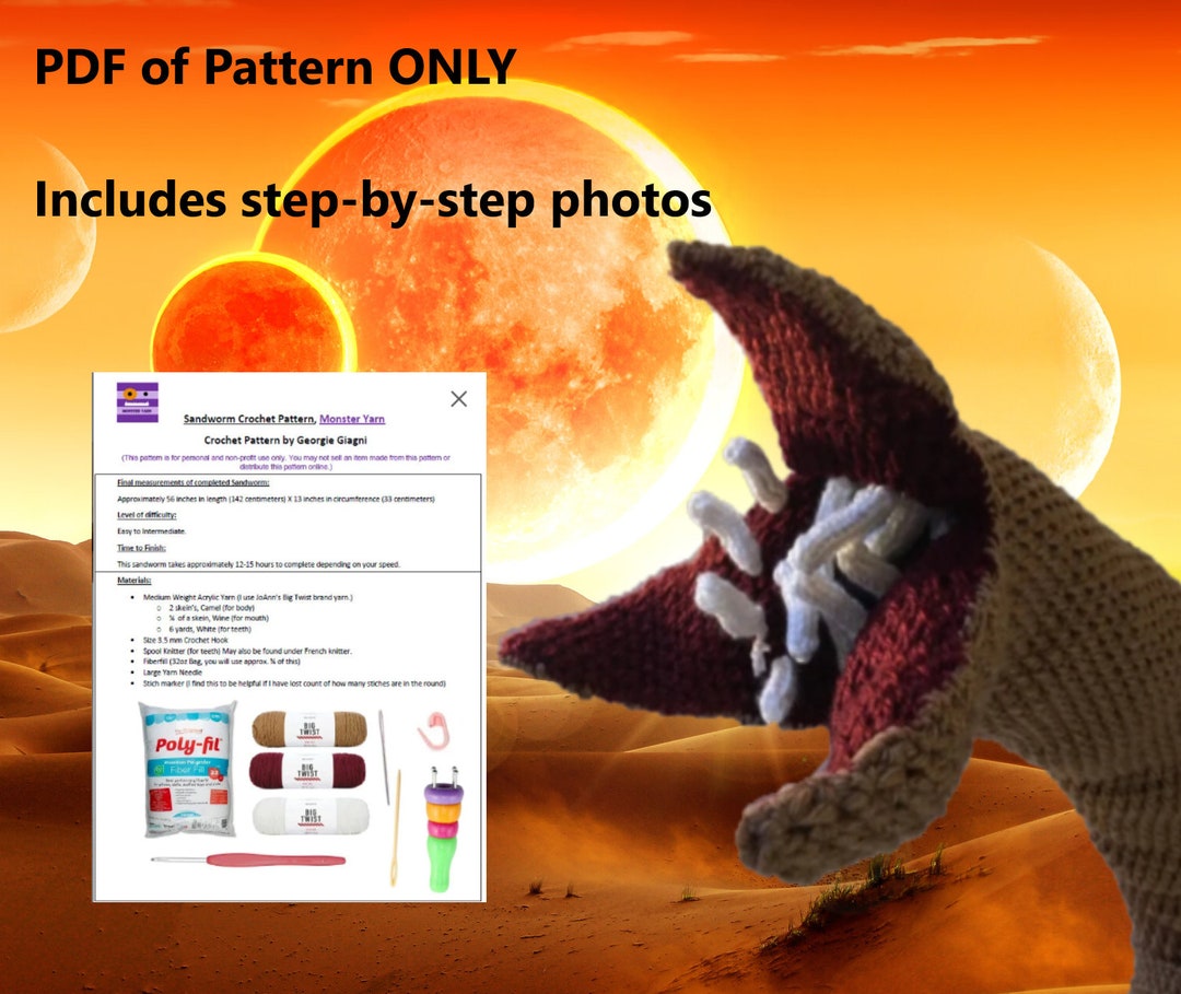 PDF of Extra Large Crochet Dune Sandworm **instructions Only** - Etsy