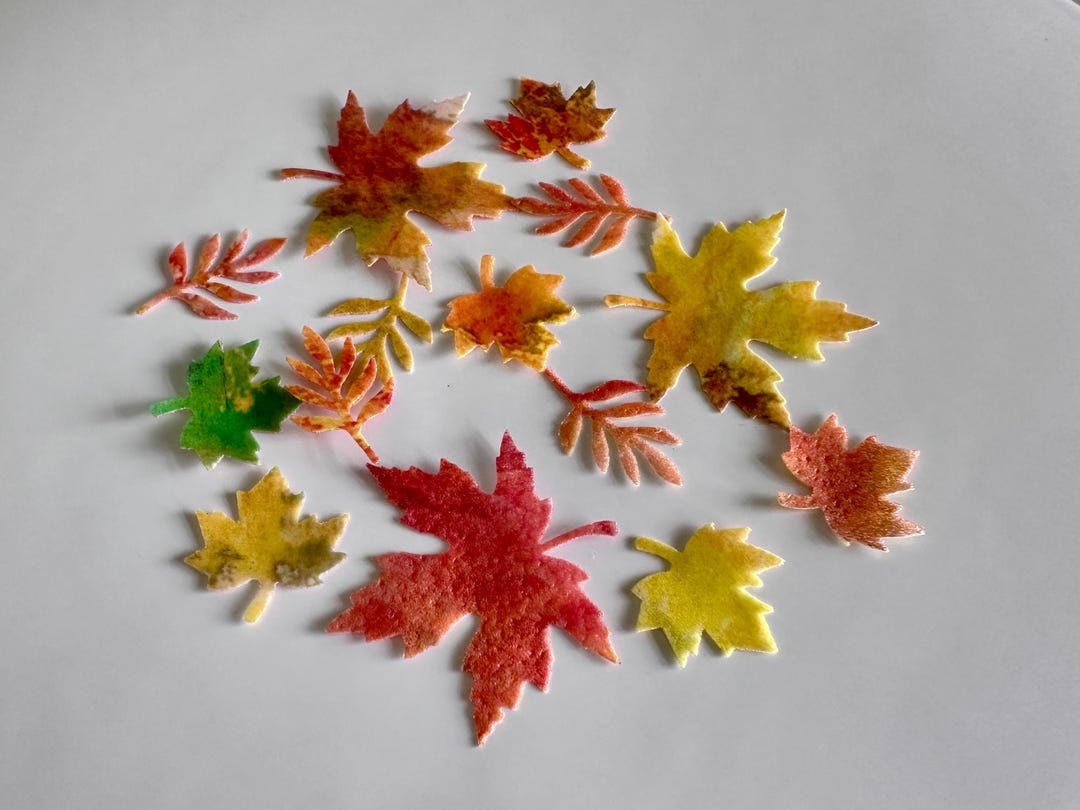 Edible Autumn Leaves Wafer Topper Cake and Cupcake Decorations Woodland ...