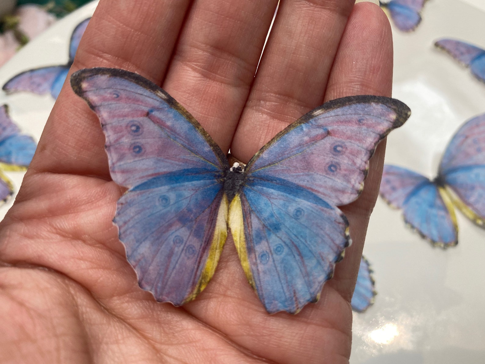 Pre Cut Edible Wafer Butterflies In Purple 12 18 24 Etsy Uk