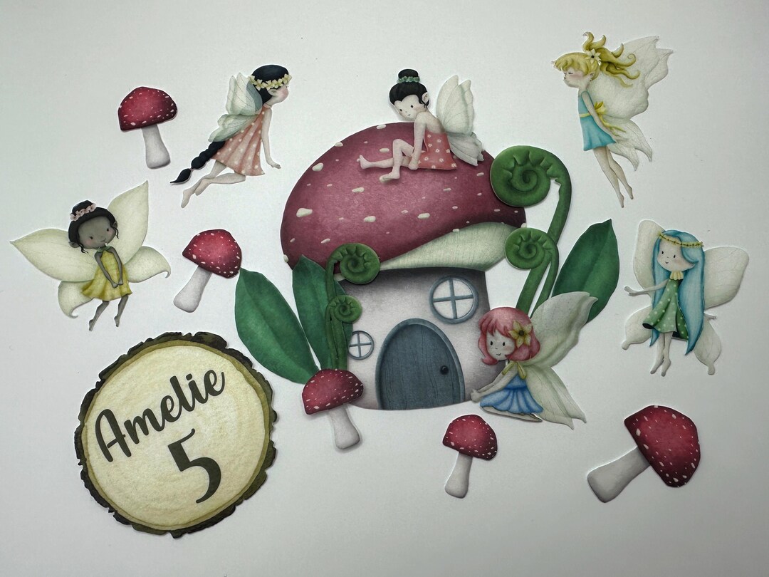 Edible Wafer Fairy Cake Topper Set: Enchanted Forest Party Decorations ...