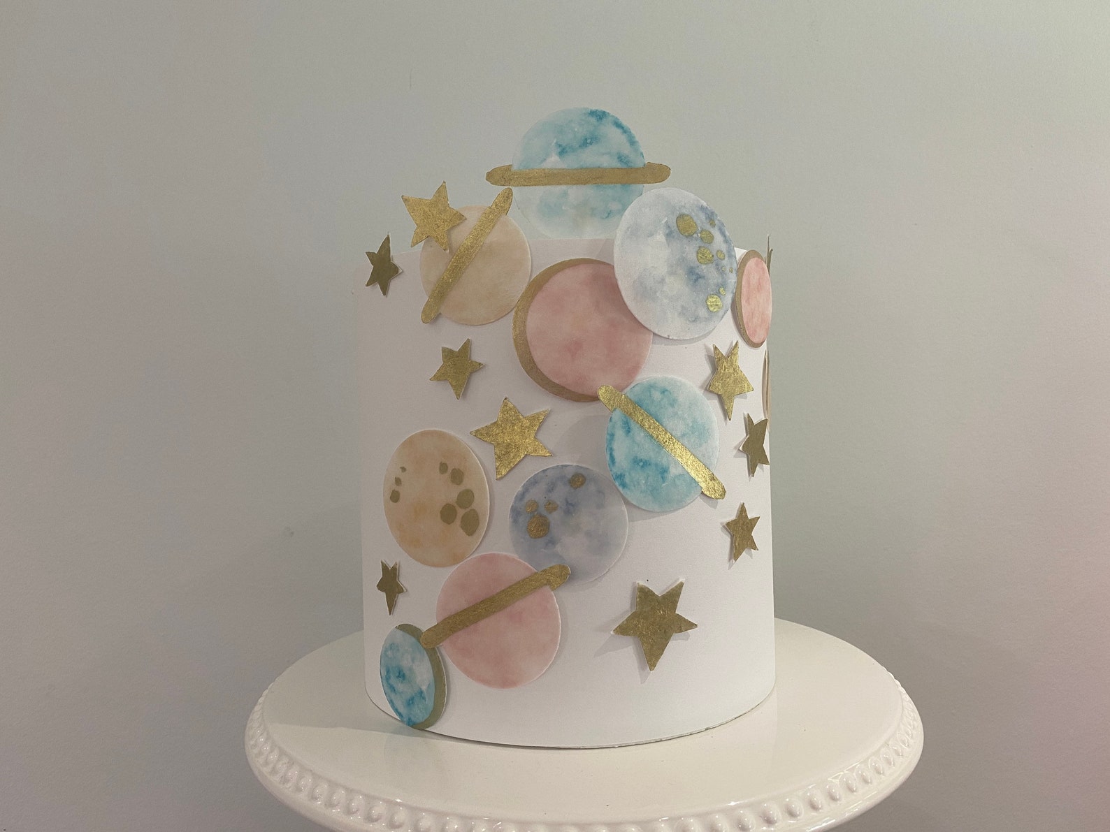 Edible Space Theme Planets and Stars Wafer Topper With Gold - Etsy
