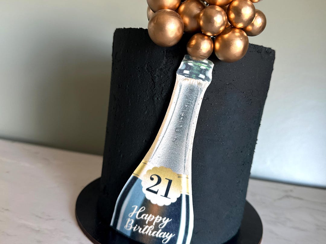 Personalized Prosecco Bottle Cake Topper: Edible Birthday Decoration - Etsy
