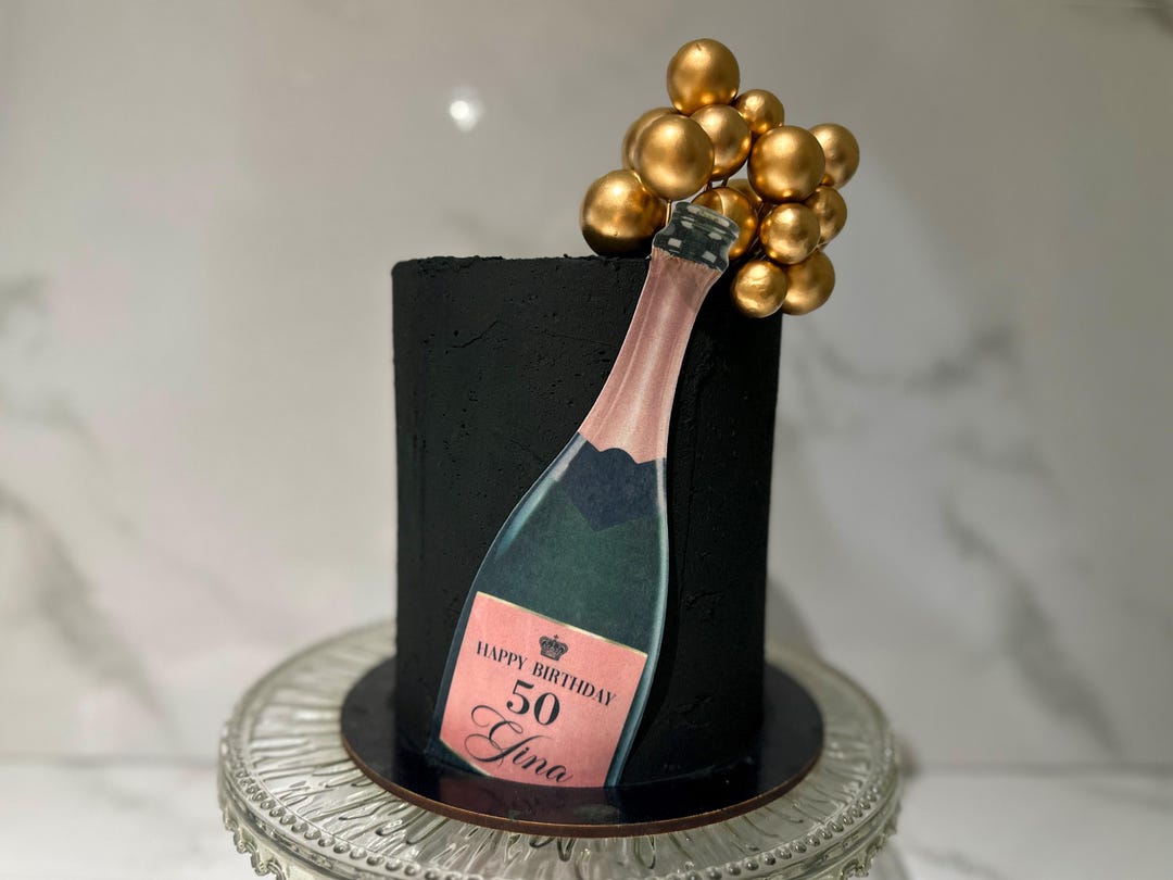 Prosecco Bottle Cake Topper - Edible Cake Decorations for Birthdays ...