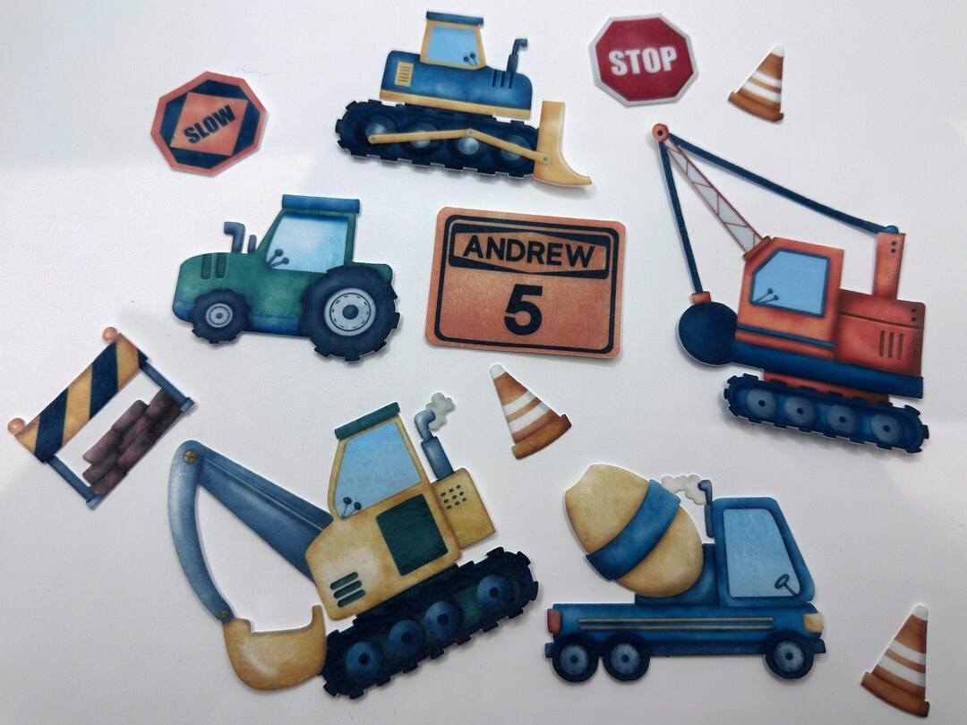 Edible Construction Vehicles Cake Topper Set. Birthday Cake Topper ...