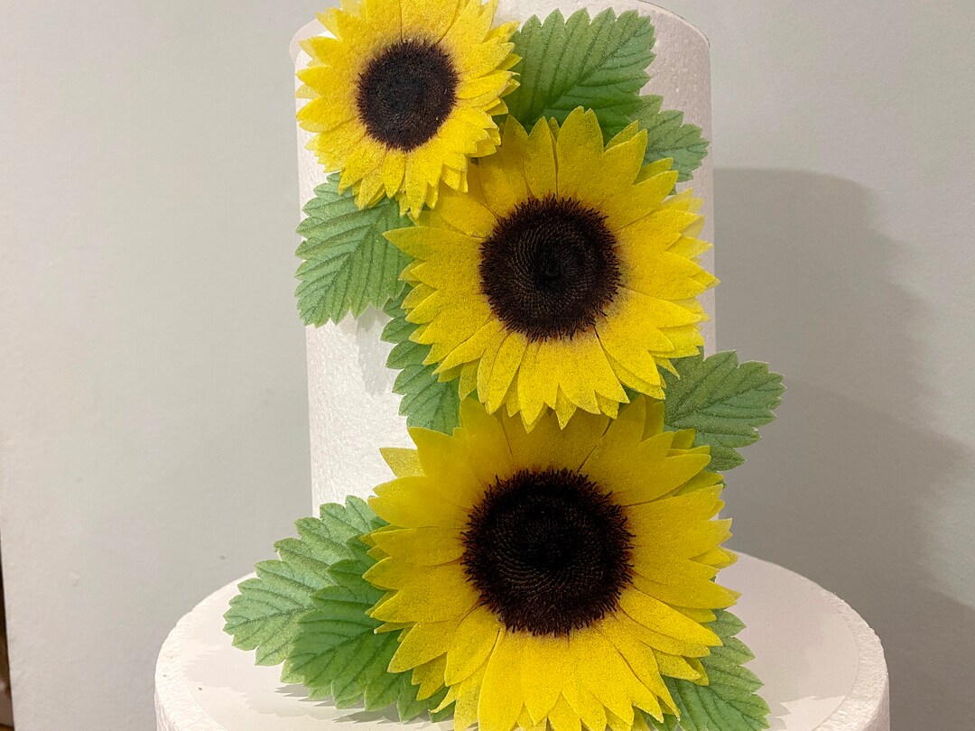 Edible Pre-cut Layered Sunflower Wafer Cake Topper Set - Etsy