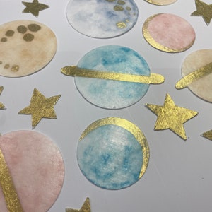Edible Space Theme Planets and Stars Wafer Topper With Gold Accent ...