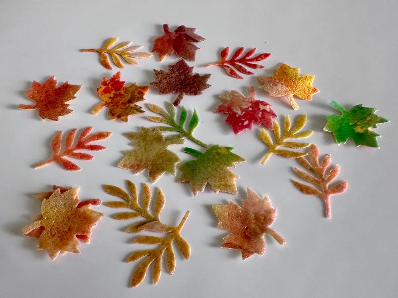 Edible Autumn Leaves Wafer Topper Cake and Cupcake Decorations Woodland ...