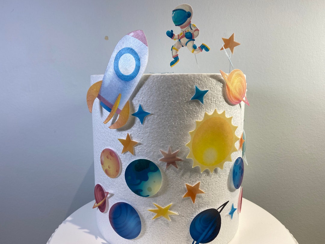 Edible Space Cake Topper: Planets, Stars, Rocket, Astronaut - Etsy