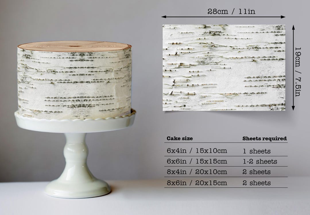 Edible Birch Wood Bark Printed Pattern A4 Sheet - Wafer Paper or Icing ...