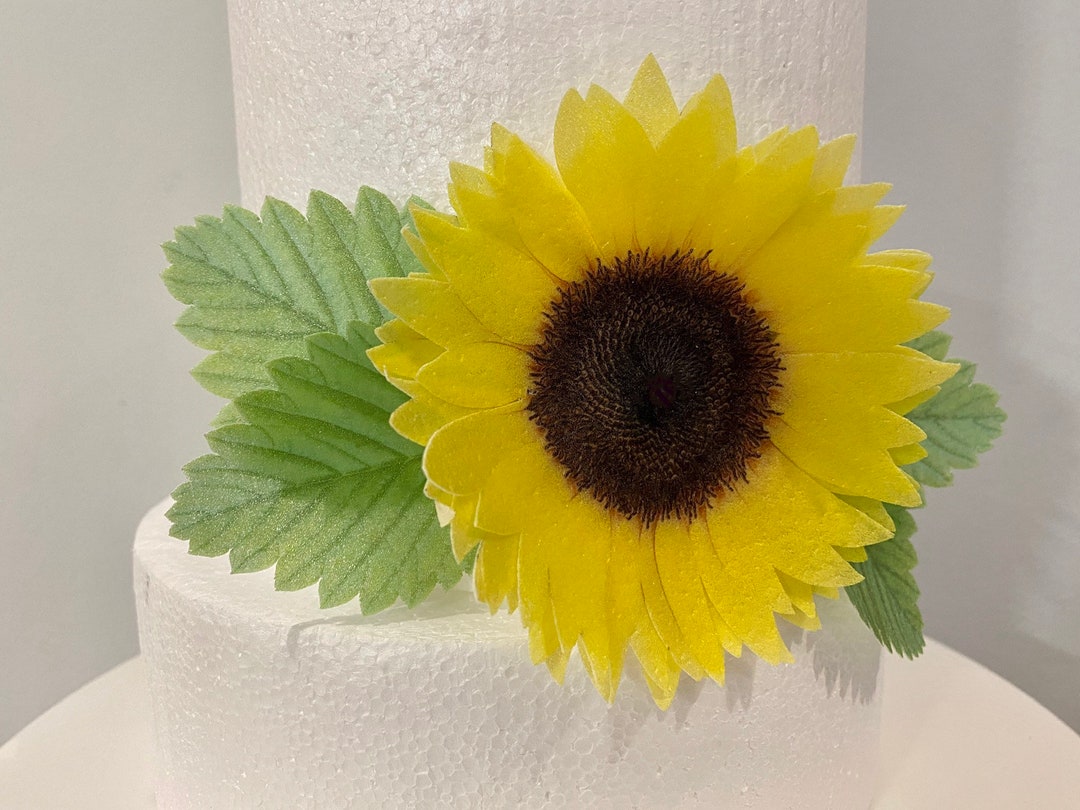 Edible Pre-cut Layered Sunflower Wafer Cake Topper Set - Etsy