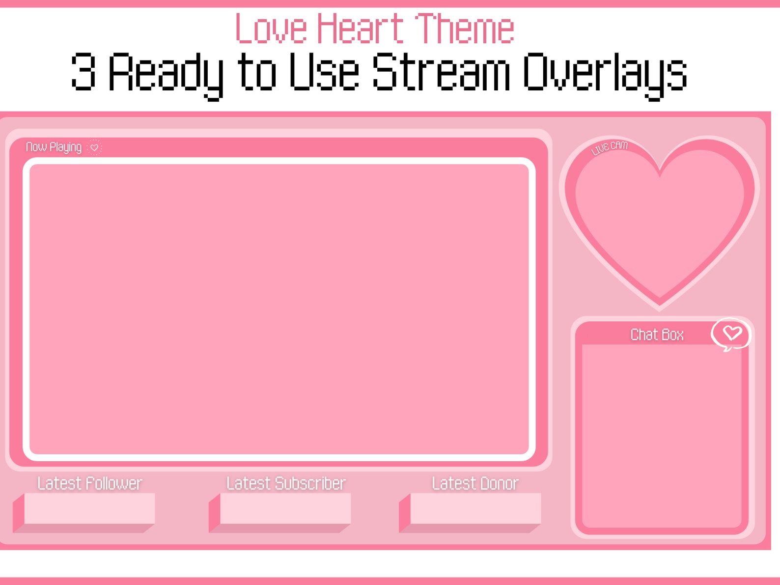 Love Heart Twitch Overlay Twitch Overlay Pink Twitch Theme Cute Twitch ...