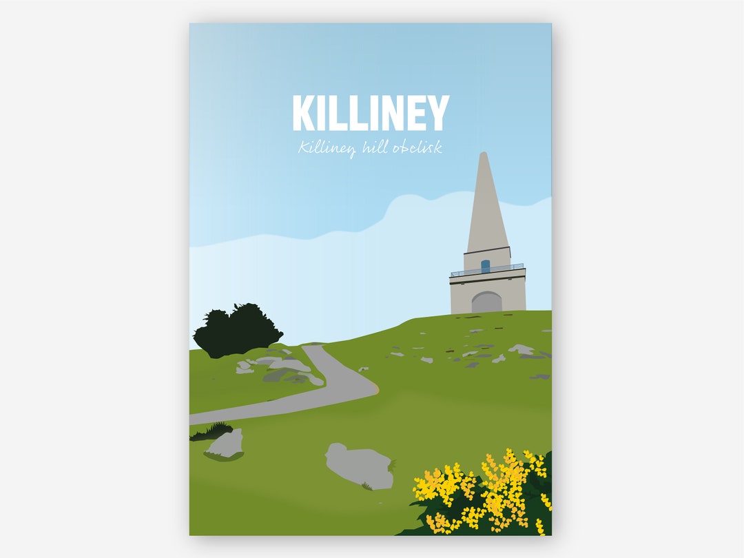 Poster Killiney - Killiney Hill Obelisk - Dublin Bay, Ireland - Etsy