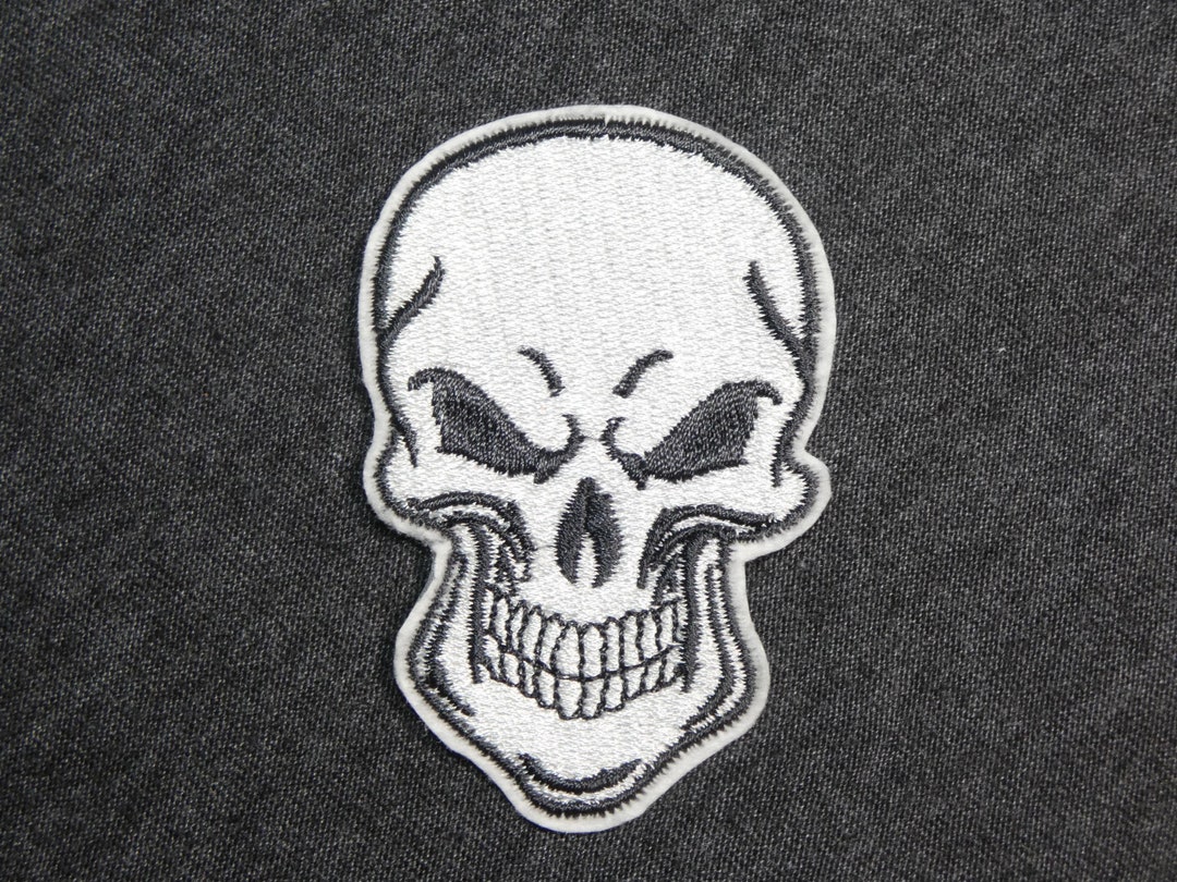 Skull Iron on Patch, Edgy Patch, Rebel Applique, Dark Fashion, Rocker ...