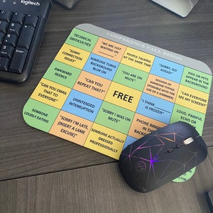 Conference Call Bingo Mousepad, Mouse Pad, Office Games, Coworker Gift ...