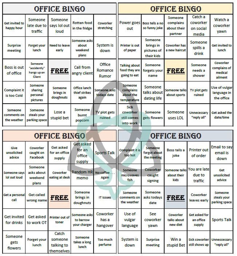 Digital Office Bingo Printable/digital File/in Office Bingo Game/office ...