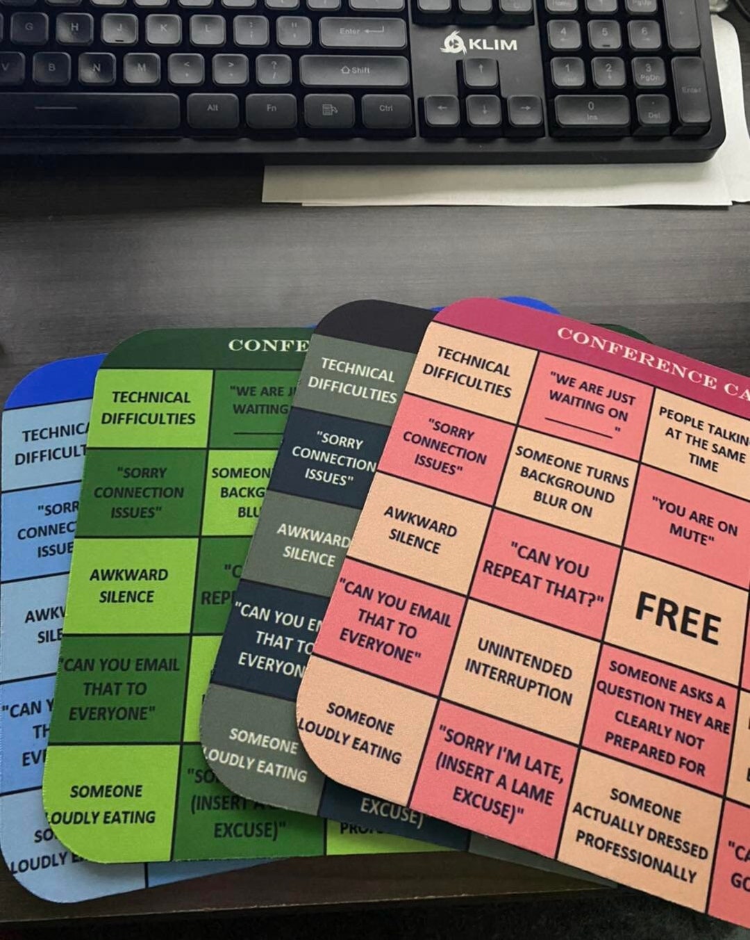 Conference Call Bingo Mousepad, Office Games, Team Building Tool ...