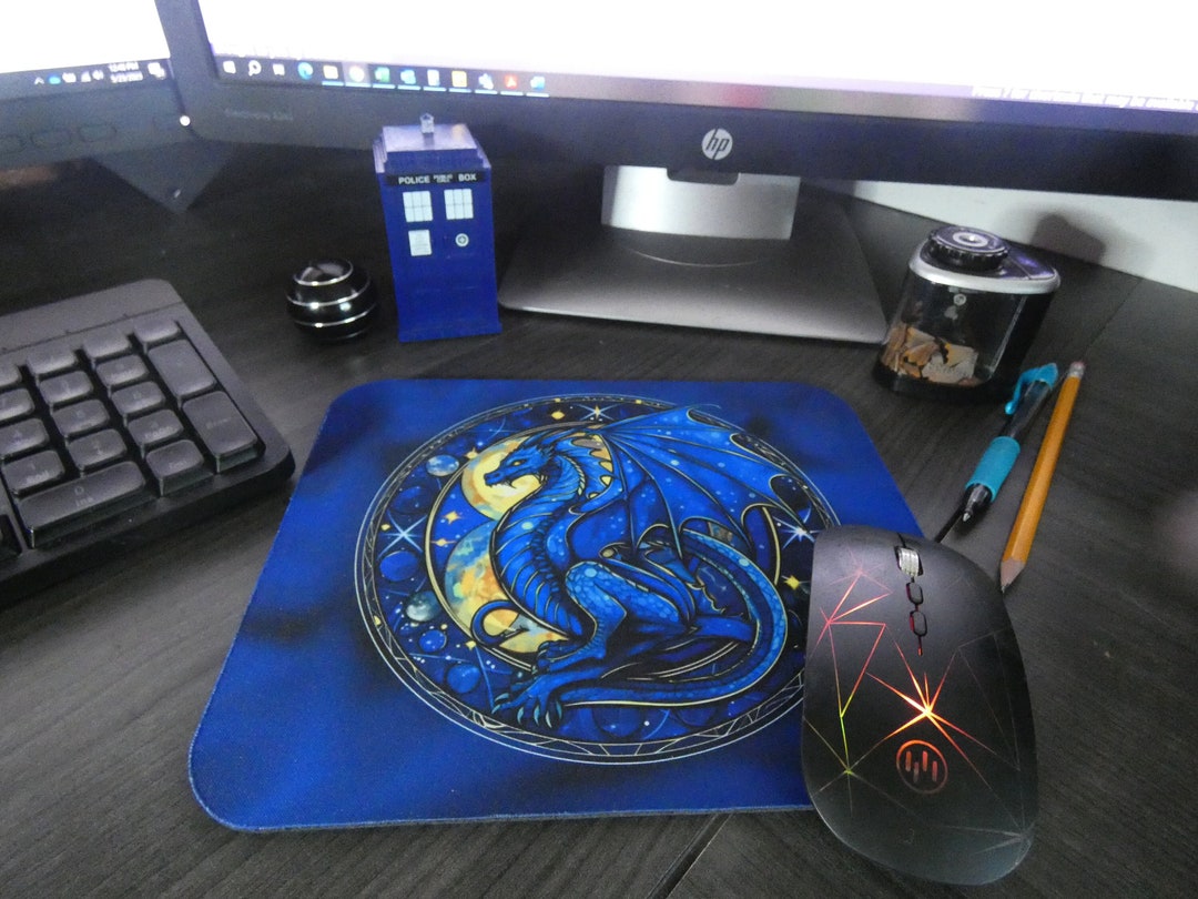 Blue Dragon Mouse Pad, Dragon-themed Desk Accessory, Fantasy Mouse Pad ...