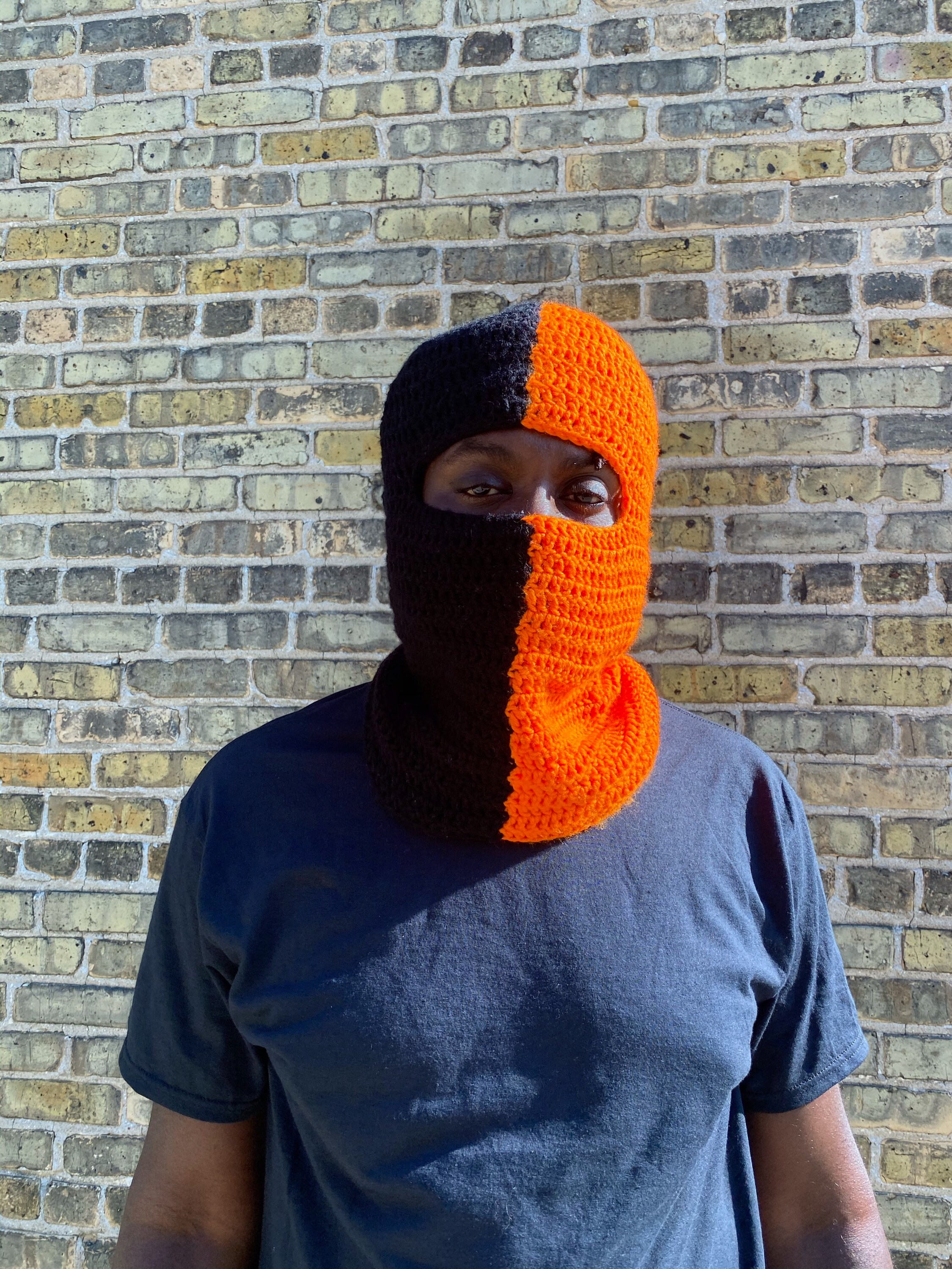Black/orange Split Mask - Etsy