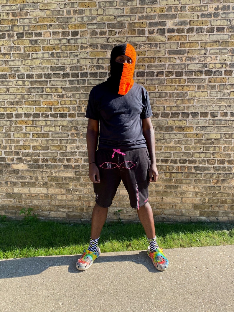 Black/orange Split Mask - Etsy