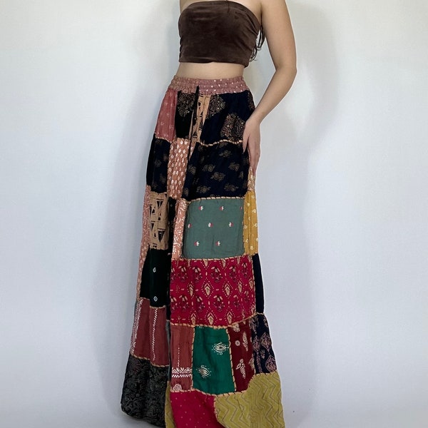 Long Patchwork Skirt - Etsy