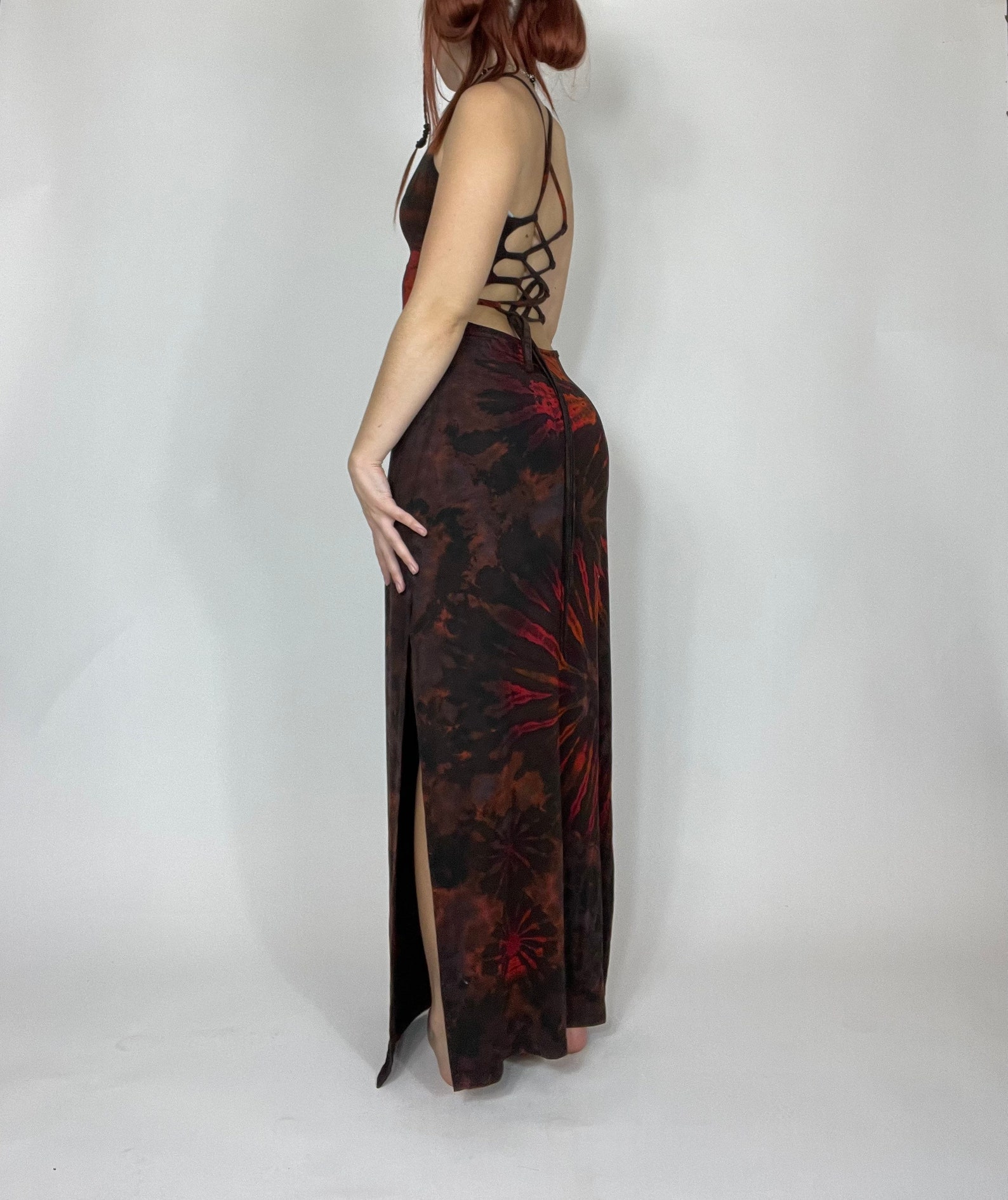 Nebula Tie Dye Maxi Dress Brown Rave Dress Festival Dress - Etsy