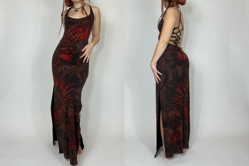 Nebula Tie Dye Maxi Dress Brown Rave Dress Festival Dress - Etsy