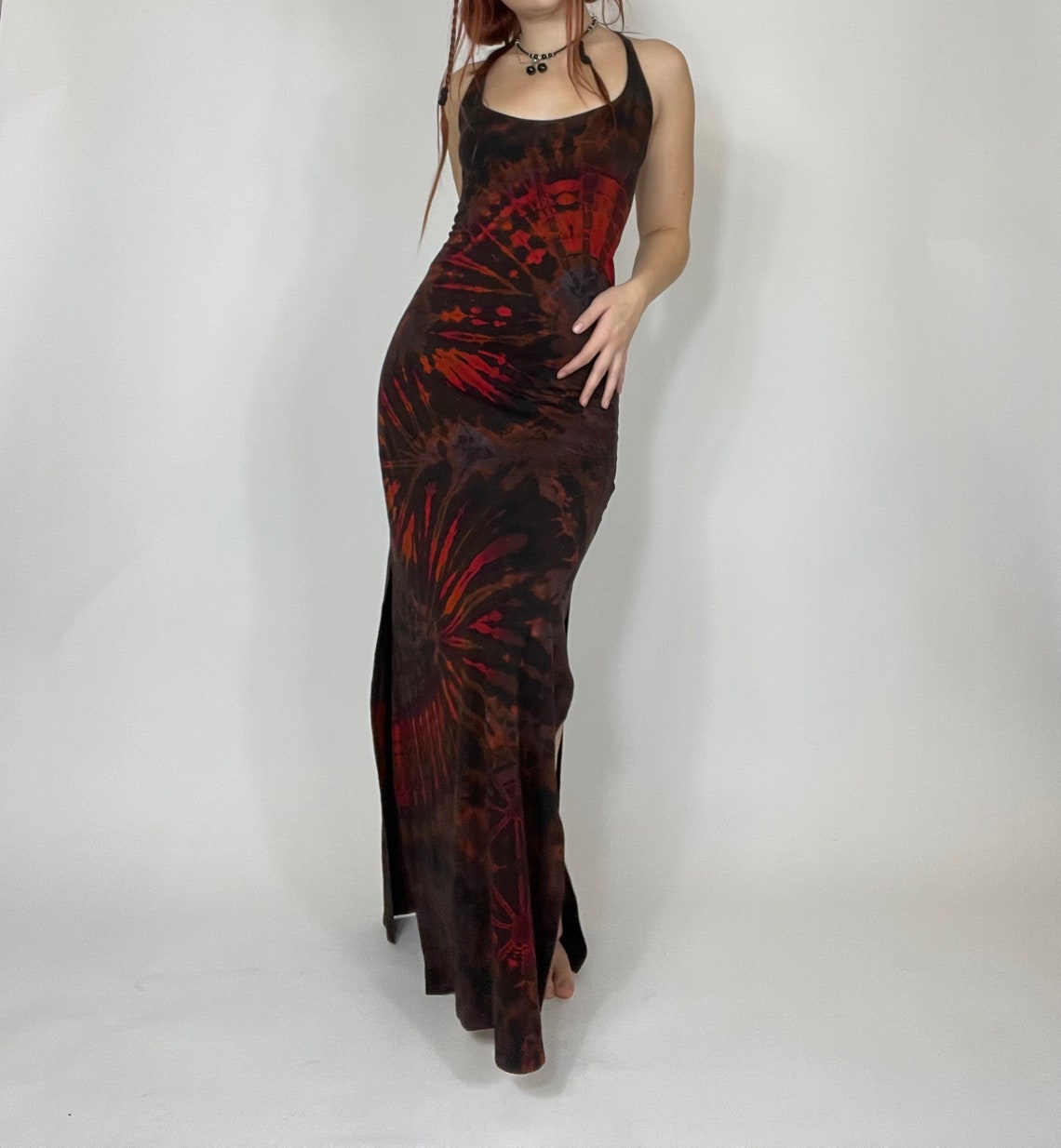 Nebula Tie Dye Maxi Dress Brown Rave Dress Festival Dress - Etsy