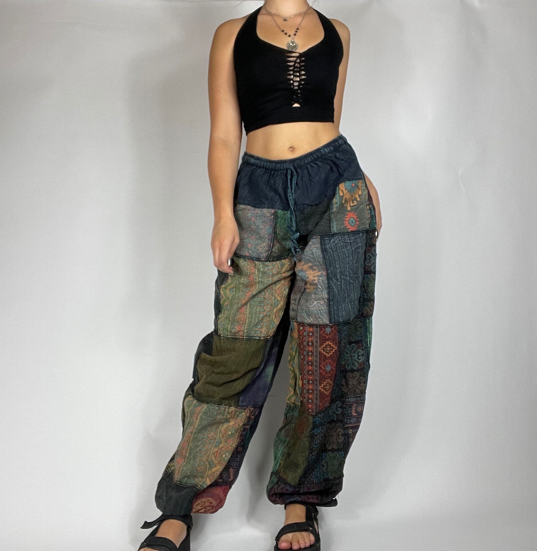 Pandora Pants in Blue/mixed Patches, Hippie Pants, Harem Pants ...