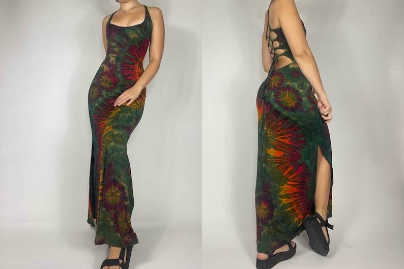 Nebula Dress Green Tie Dye Maxi Dress Rave Dress Festival - Etsy