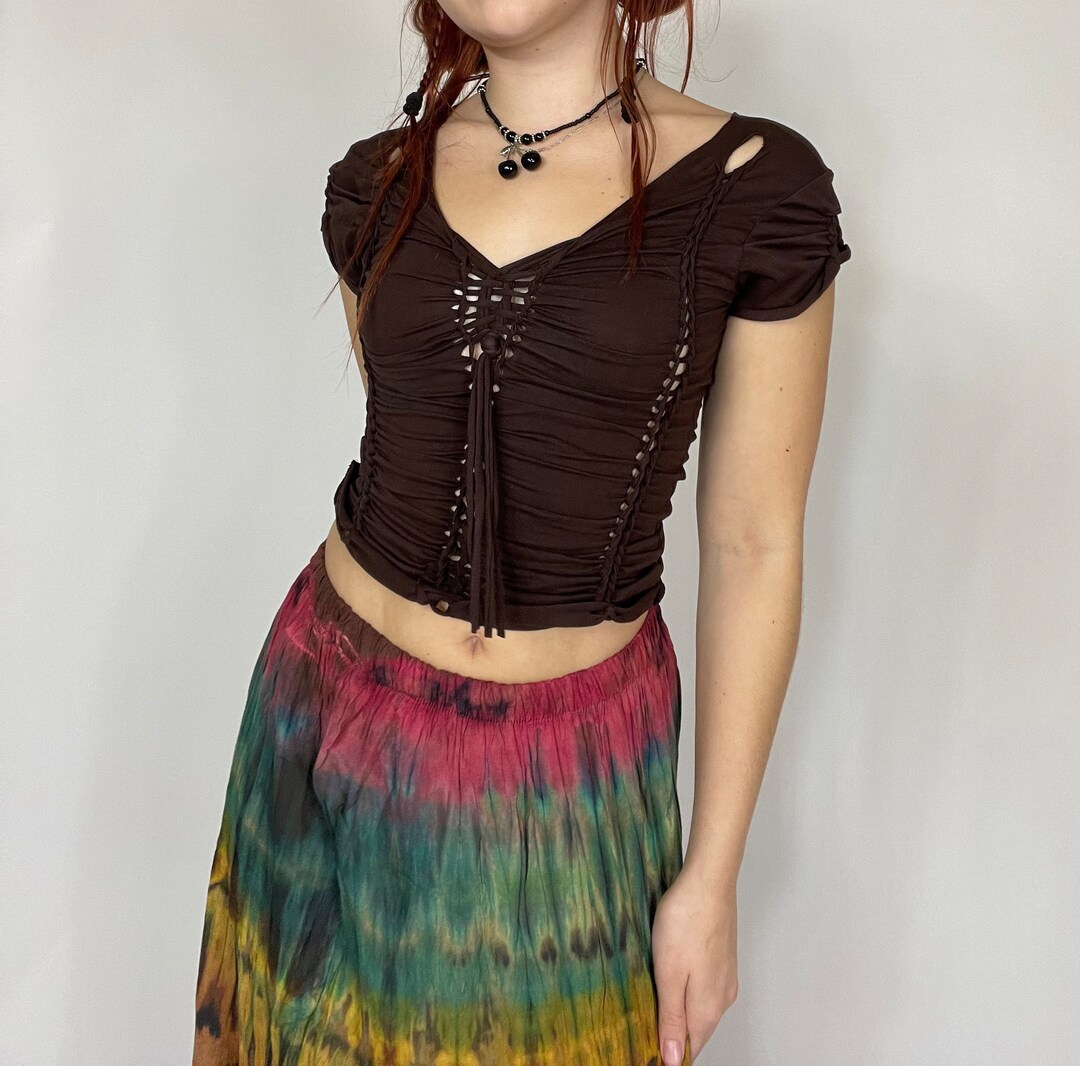 Lila Top - Brown, Slit-weave Top, Fairy Top, Fairycore Top, Hippie ...