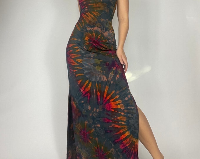 Nebula Dress - Dark Blue, Tie Dye Maxi Dress, Rave Dress, Festival ...