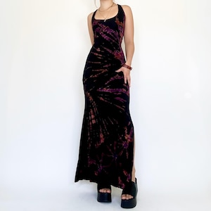 Nebula Dress - Black Tie Dye, Tie Dye Maxi Dress, Rave Dress, Festival ...