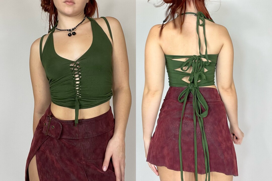 Luna Top - Green, Subversive Top, Slit-weave Fairy Top, Y2K Top - Etsy