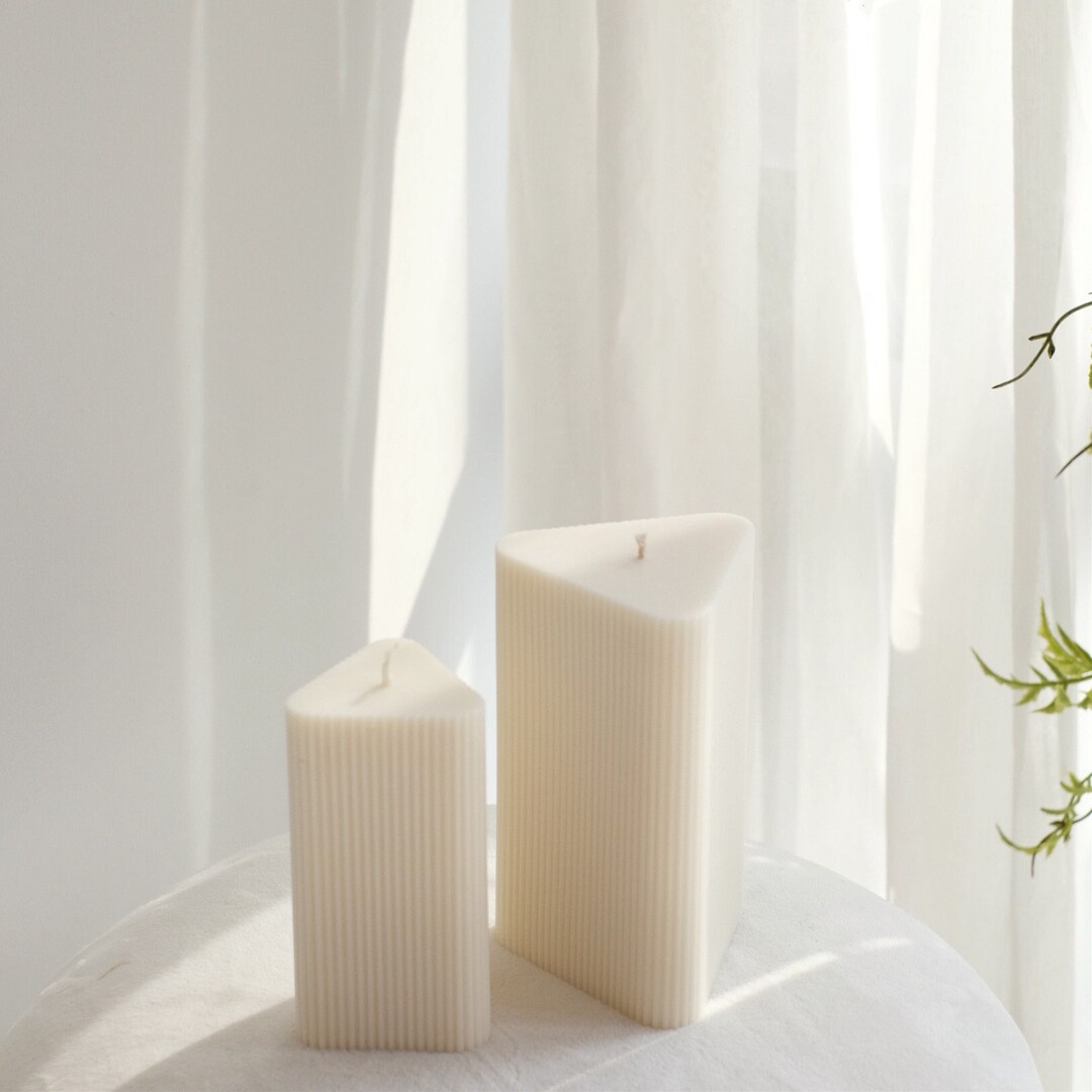 Ribbed Triangle Taper Candle Mold for Making Striped Column Soy Wax ...