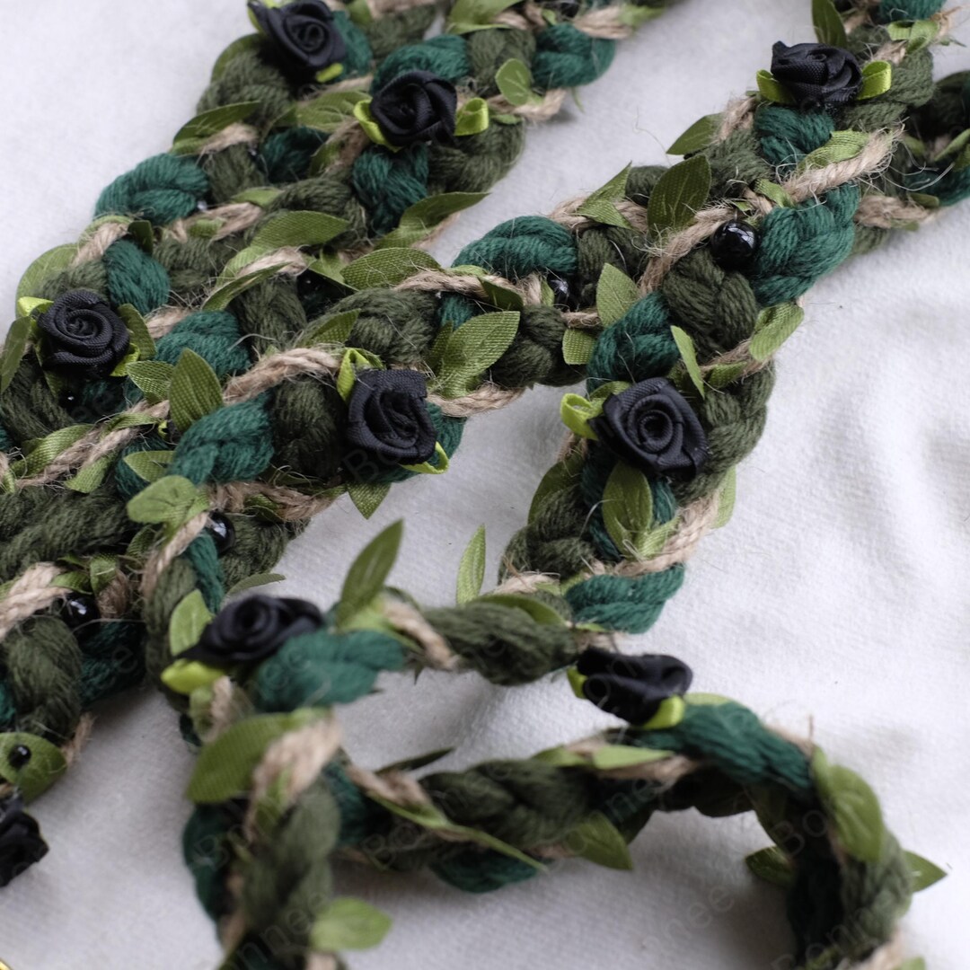 Personalized Green Handfasting Cord Floral and Leaves,custom 4 Elements ...