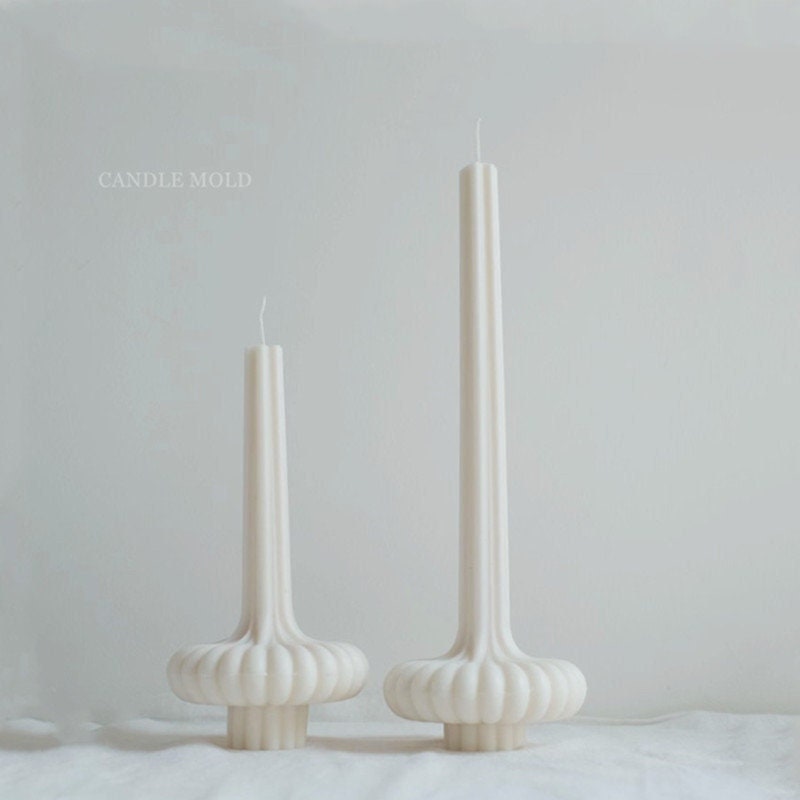 Unique Aesthetic Ribbed Taper Pillar Candle Mold for Making - Etsy UK