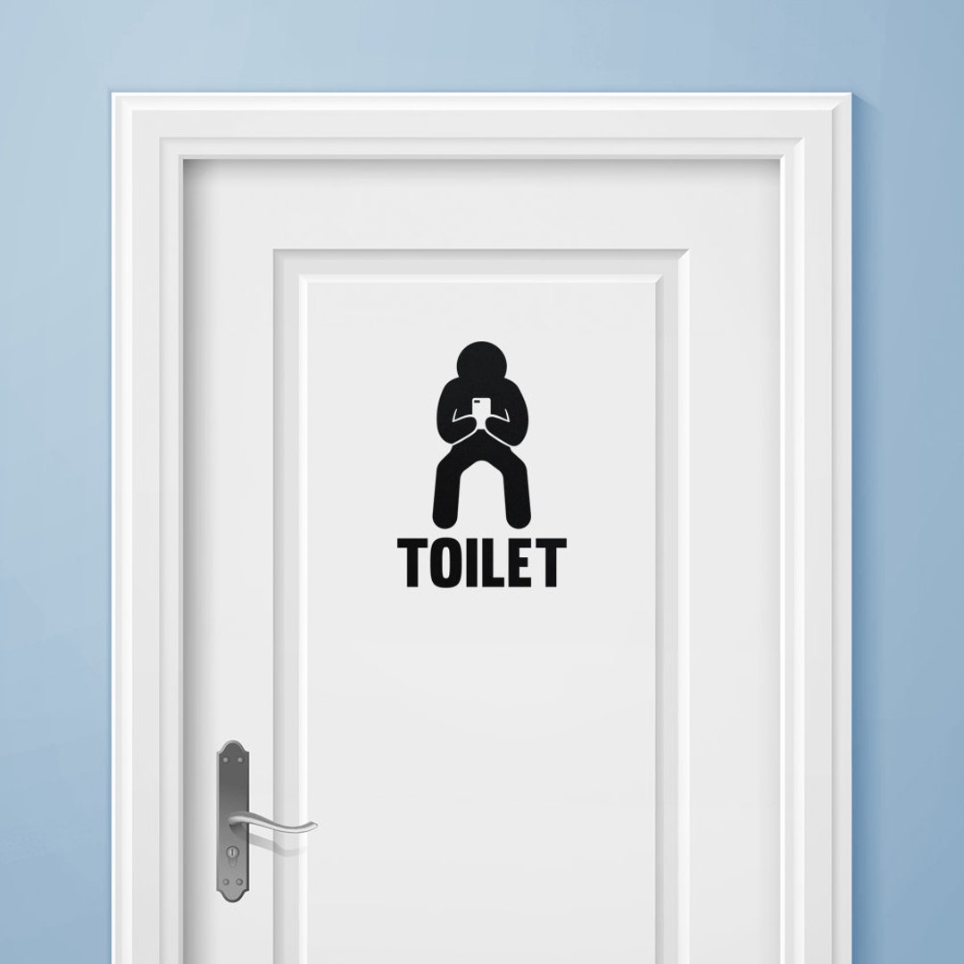 Stick Man Scrolling Toilet Door Sticker DIY Bathroom Wall Art ...