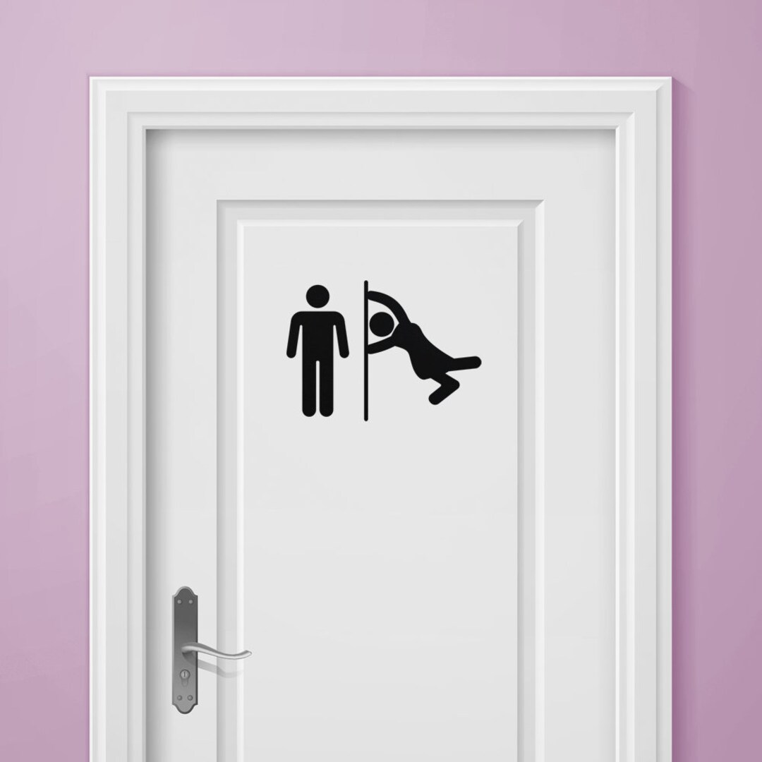 Pole Dancer Stick Figure Toilet Door Sticker DIY Bathroom Wall Art ...