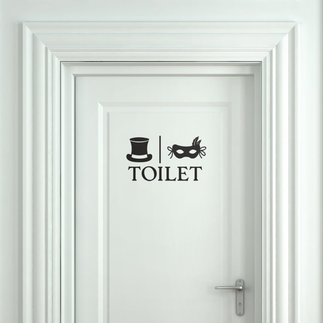 Fancy Toilet Door Sticker Top Hat & Mask DIY Bathroom Wall Art ...