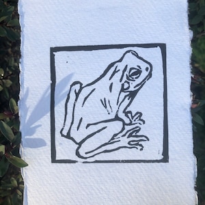 Frog Lino Print on A6 Recycled Paper - Etsy