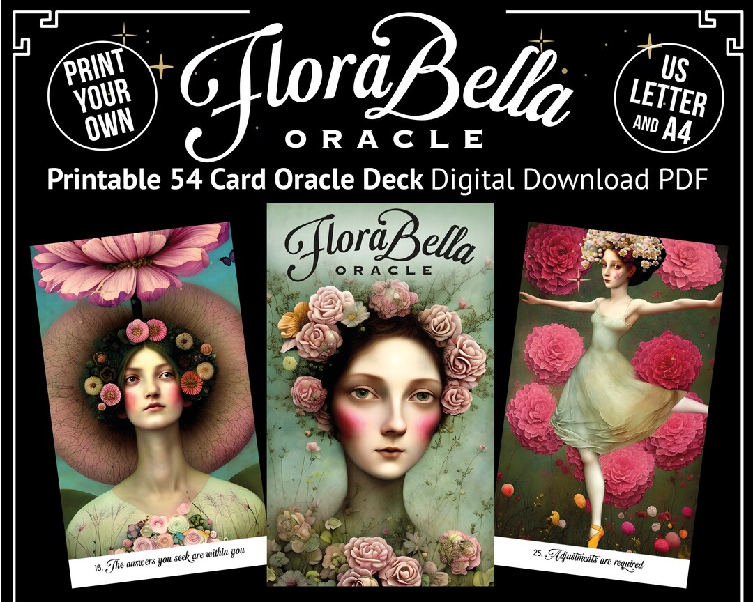 Printable Oracle Card Deck, PDF Digital File Instant Download ...
